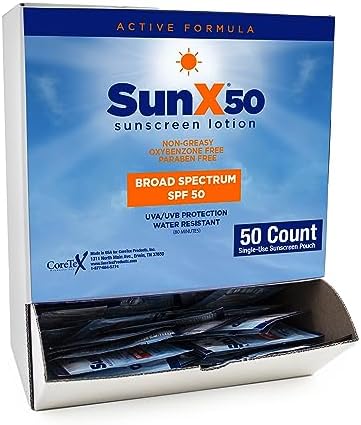 Amazon.com: Sun X 50 SPF Individual Sunscreen Packets Travel Size ...