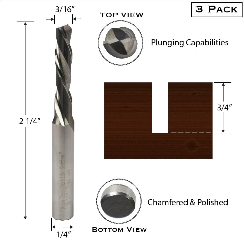Snapklik.com : FOOS - Down-Cut Spiral Router Bit Set - Solid Carbide ...