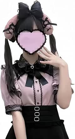 Amazon | [EDREES] 地雷系 ブラウス レディース 半袖 丸首 可愛い ロリータ トップス お姫様 量産型 サブカル系 JK制服 原宿系 デザイン感 おしゃれ 学生 学院風 お ...