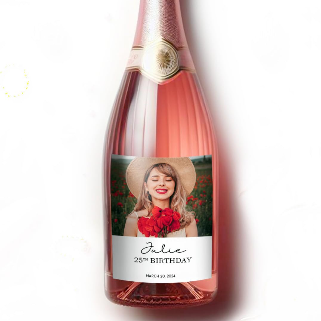 Amazon.com: Personalized Wine Bottle Label Photo label Custom Sticker ...
