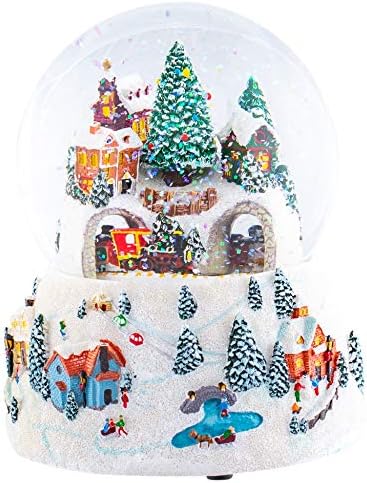 Amazon.com: Musical Village Rotating Train White 6 inch Resin Holiday ...
