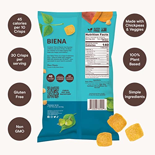 BIENA Tasty Thins Chickpea Veggie Chips – Sea Salt, 4-Pack, 4 oz Bags ...