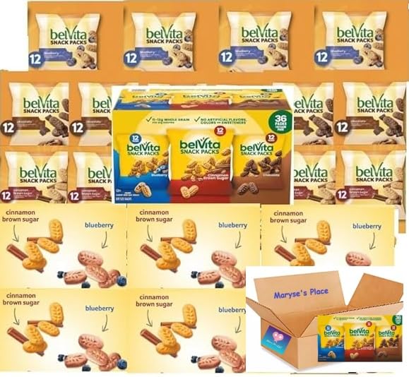 BelVita Breakfast Biscuits 36 Variety Packs | 3 Natural Flavors - 12 ...