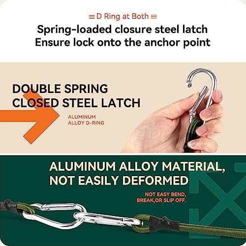 Bungee Cords with Carabiner Clips – 6PCS Elastic Rope with D Ring,Heavy ...