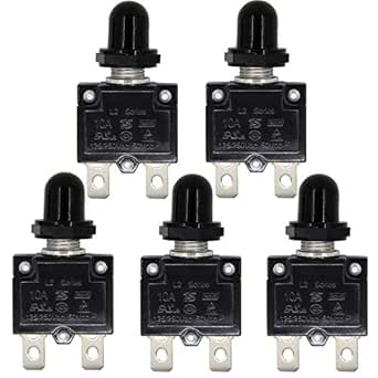 RKURCK AC 125/250V Push Button Reset 10A Circuit Breakers Thermal ...
