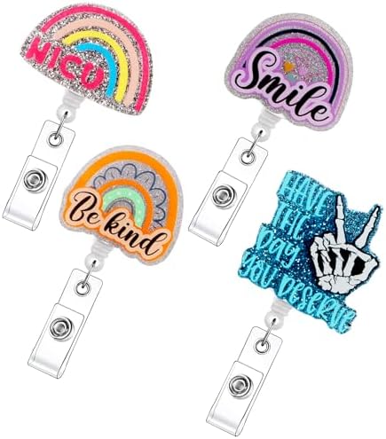 Amazon.com : Yunlly 12 Pcs Funny Badge Reel Nurse Badge Reel Holder ...