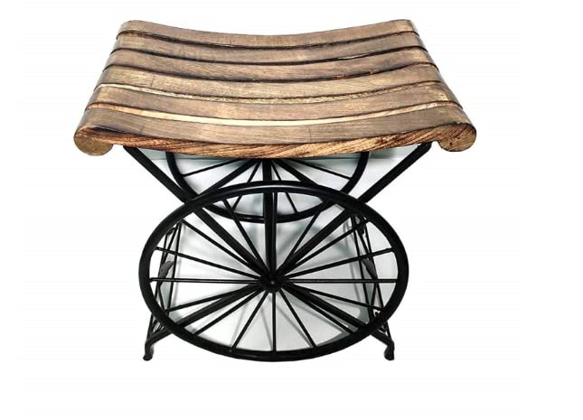 GETTABLE Collection Wooden Iron Stool with Metal Base for Sitting ...