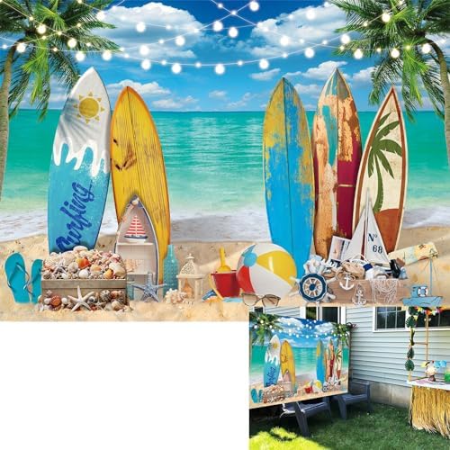 Amazon.com : BINQOO 7x5FT Surfboard Beach Backdrop Summer Ocean ...