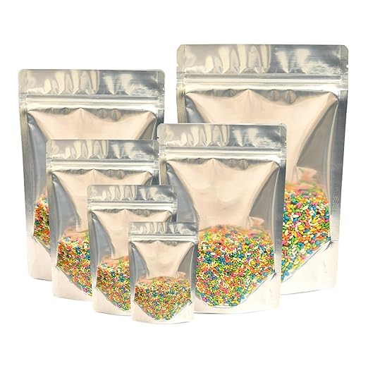 Buy Sprinlock Transparent Front/Gloss Silver Back Food Graded Stand Up ...