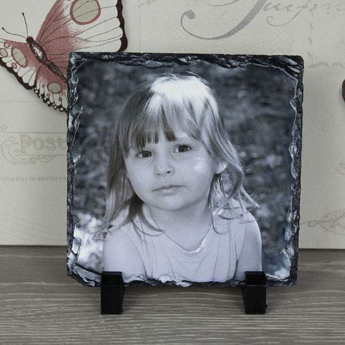 Personalised Natural Square Square Slate Custom Photo With Stands ...