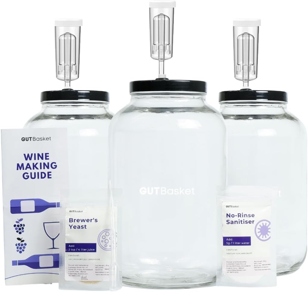 Buy GUTBasket Wine Making Kit - Makes 20L Wine, Fermentation Jar 4 L ...