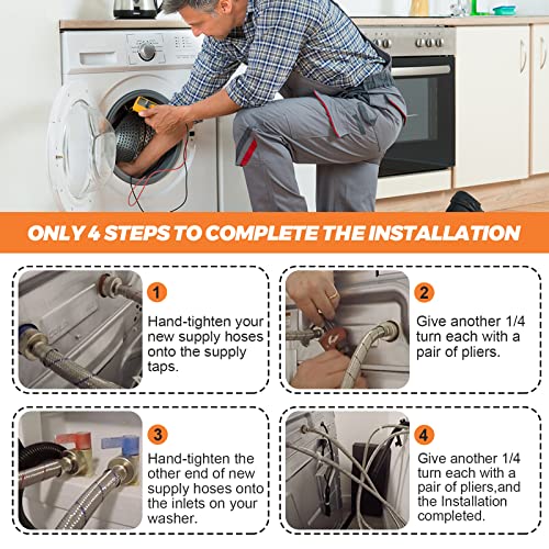 Snapklik.com : Beaquicy 4 Ft Washing Machine Hoses Burst Proof Braided ...