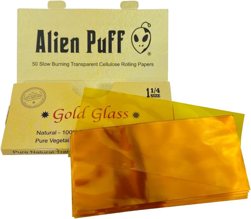 Amazon.com: Alien Puff Gold Glass Rolling Papers, 1.25 Size, 78x44mm ...