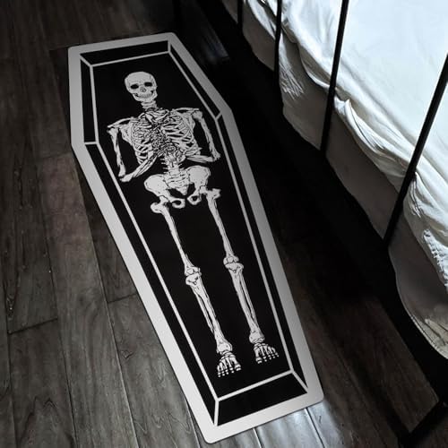 Amazon.com: FRAMICS Halloween Runner Rug Coffin Skeleton Bat Runner Rug ...