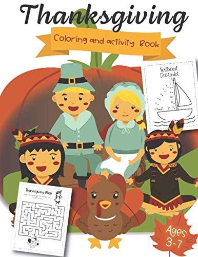 Buy Thanksgiving Coloring and Activity Book ages 3-7: Coloring Pages ...