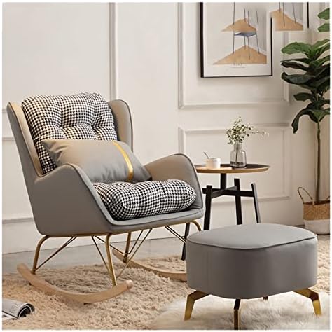 Modern Nursery Rocking Chair with Ottoman & Lumbar Pillow - Upholstered ...