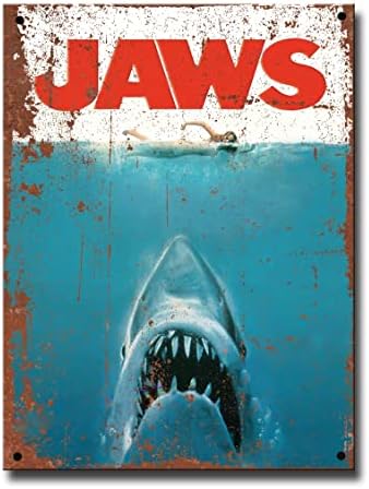 Jaws Film Rustic Metal Tin Sign Vintage Style Movie Picture Poster ...