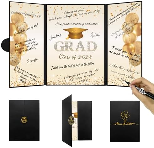Amazon.com: DARUNAXY Graduation Party Decorations, Black Gold Class of ...