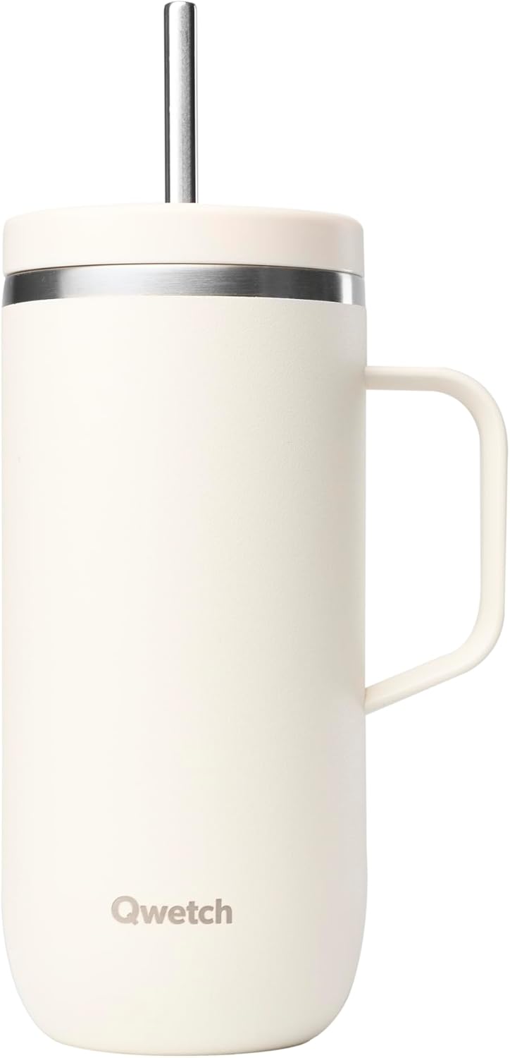 QWETCH - Cold Cup 600ml avec Poignée et Paille - 24h Glacé & 12h Froid ...