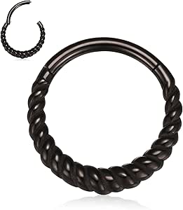 Amazon.com: FUNLMO 316L Surgical Steel Septum Ring Twisted Nose Ring Hoop Tragus Helix Conch ...