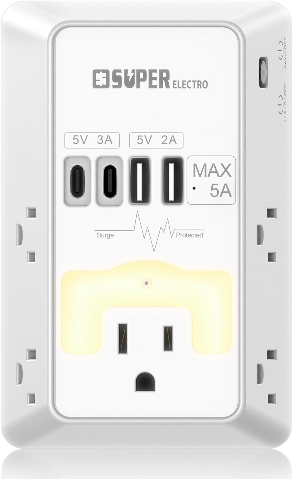 Amazon.com: Multi Plug Outlet Surge Protector - POWRUI 6 Outlet ...