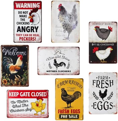Amazon.com : Funny Chicken Sign, Metal Chicken Coop Tin Signs, Welcome ...