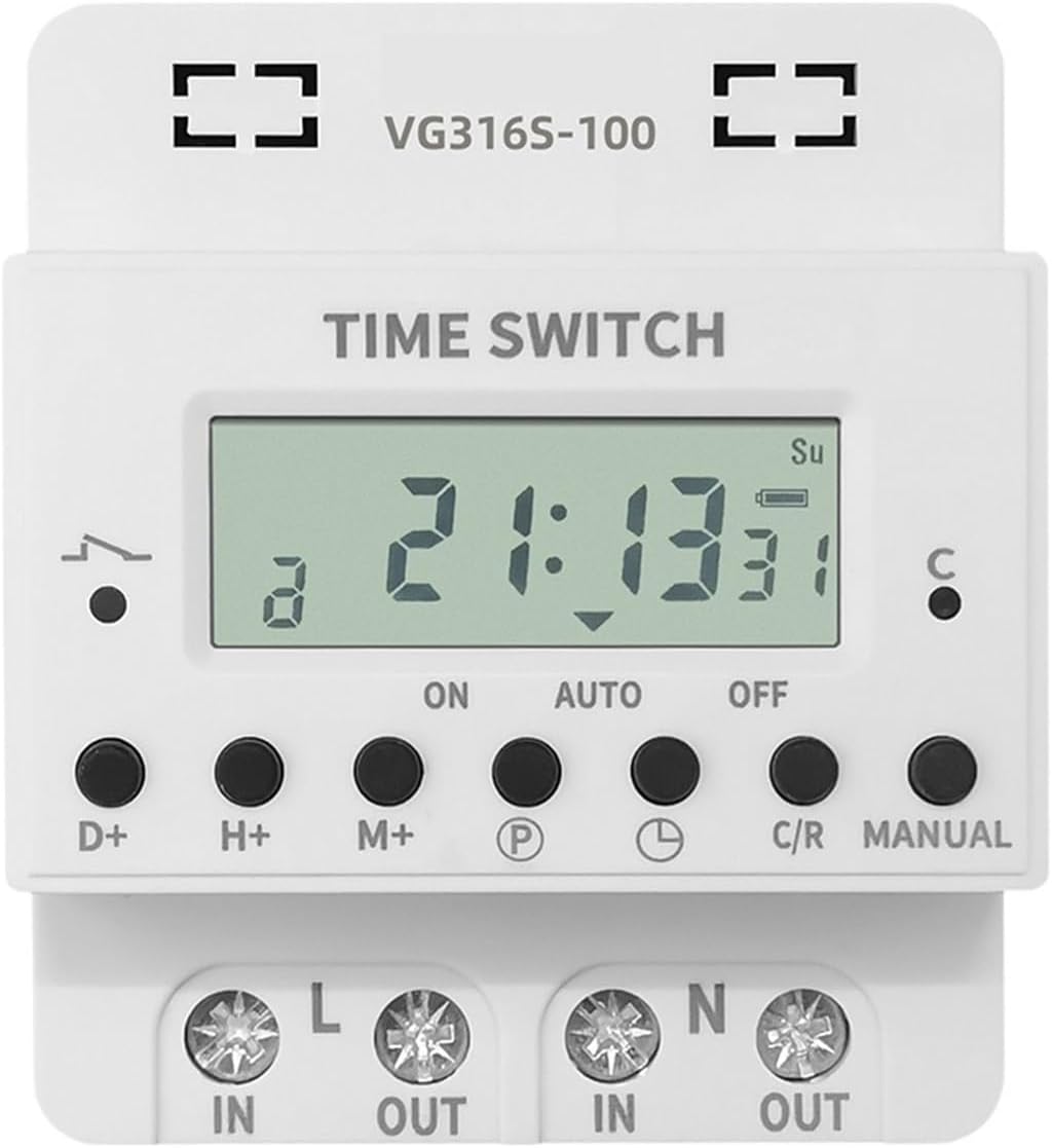Amazon.com: Timer 220V 60A-100A, Digital Timer Switch Relay, Weekly 7 Days Electronic ...