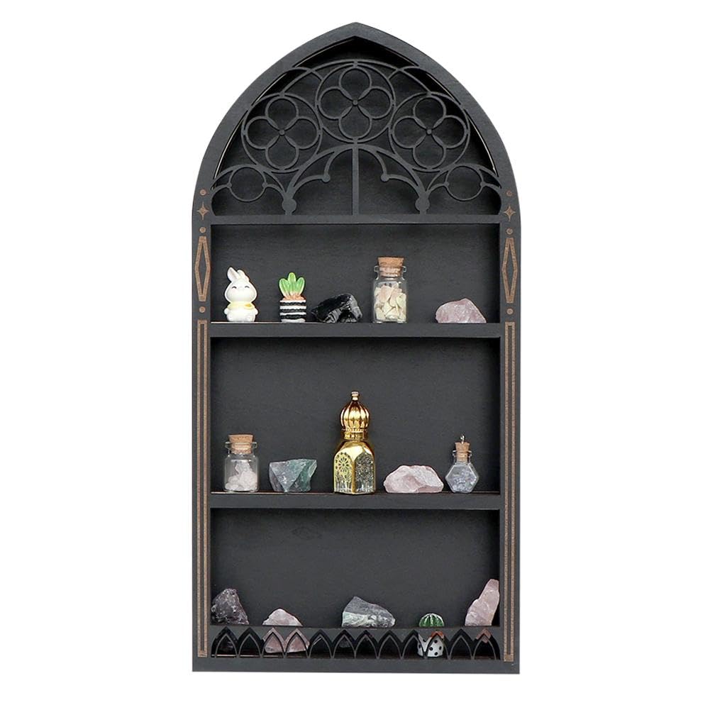 Crystal Display Shelf for Wall, Trinket Shelf Decor, Wooden House ...