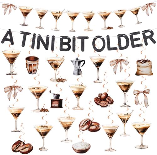 Amazon.com: MotiMind 26 Pcs Espresso Martini Party Hanging Swirls ...