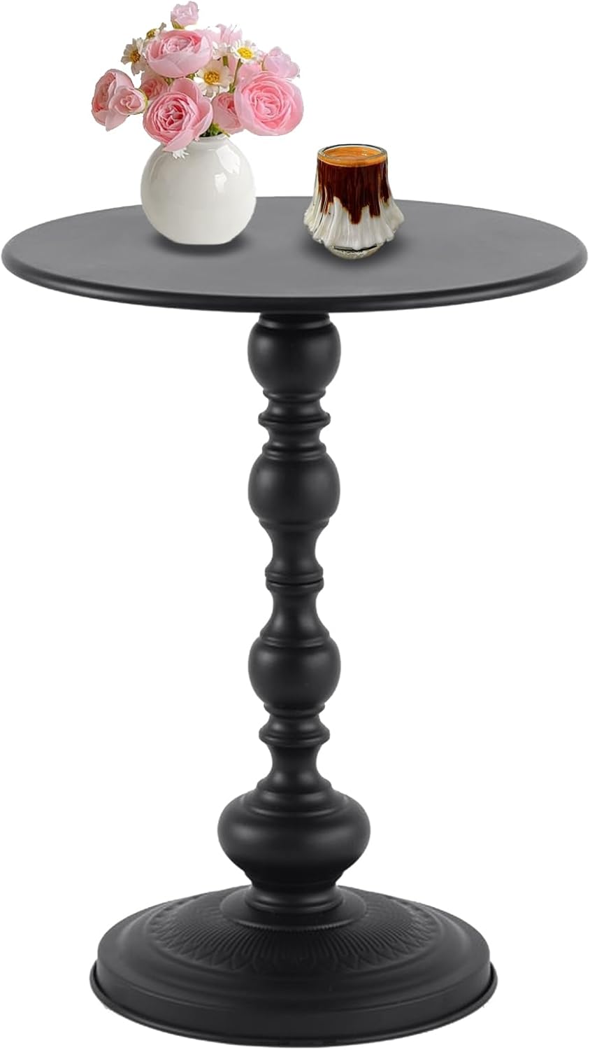 Black Round Side Table End Table for Living Room Bedroom Vintage Coffee ...