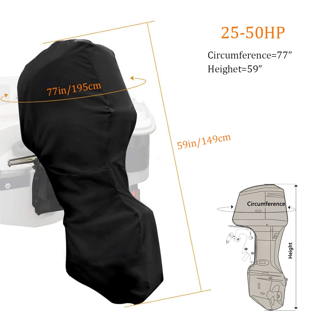 Snapklik.com : Coverify Full Outboard Motor Cover 25-50 HP For Short ...