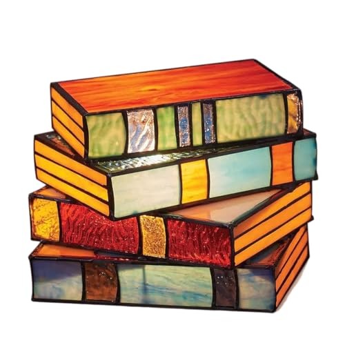 Stained Glass Stacked Books Lamp Stacked Books Resin Glass Creative ...