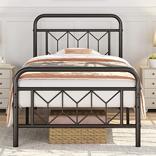 Amazon.com: Mecor Twin Curved Metal Bed Frame/Mattress Foundation ...