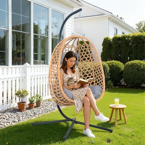Amazon.com: EortheX Hanging Egg Chair with Cushions – Comfortable ...