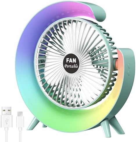 Amazon.com: QANYI Desk Fan Lamp, 3 Speeds with Strong Airflow, 7 Inch ...