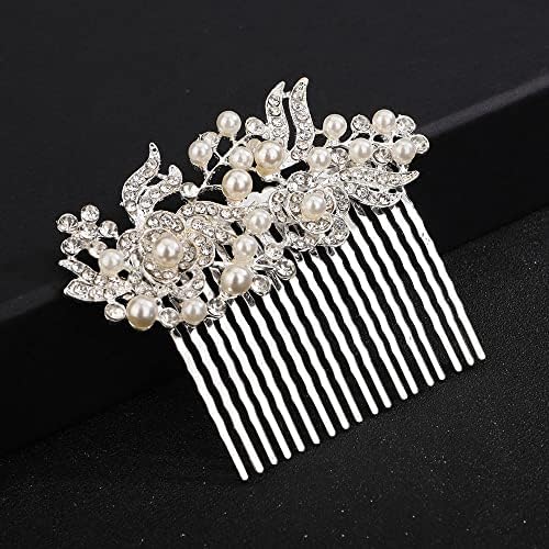 Amazon.com : Teyglen Crystal Wedding Hair Comb Bridal Pearl Flower Hair ...