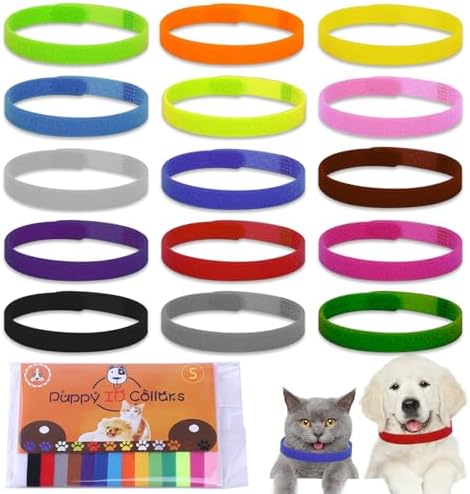 15Pcs Puppy ID Collars, Coloured Identification Puppy Collar, Soft ...