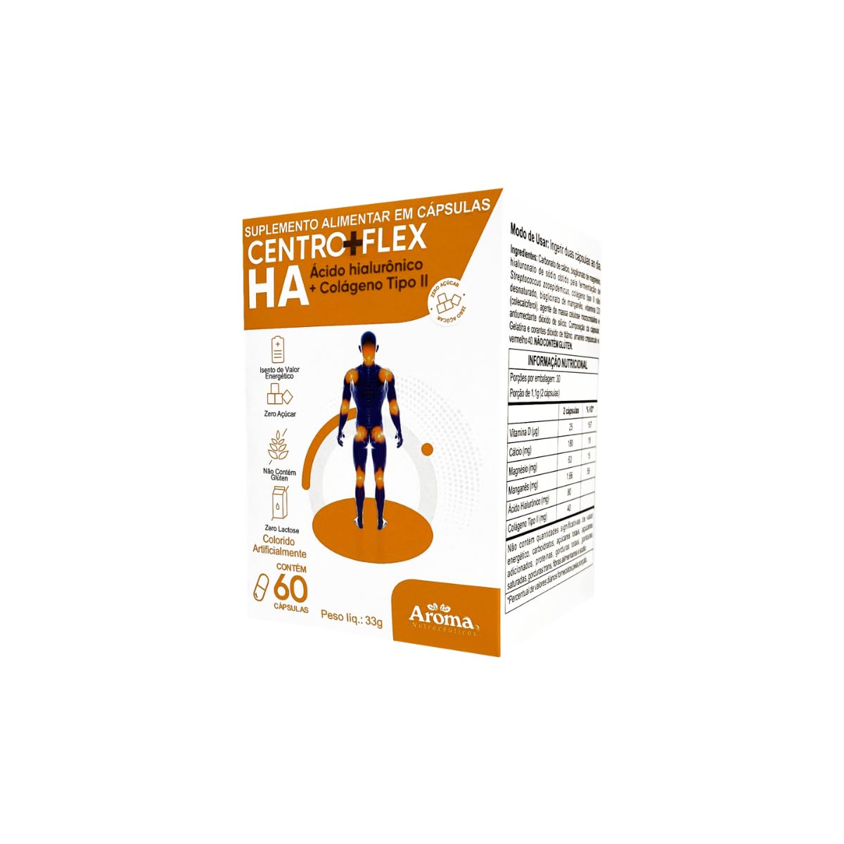 Centro+Flex HA | Ácido Hialurônico com Colágeno Tipo 2 60caps | Amazon ...