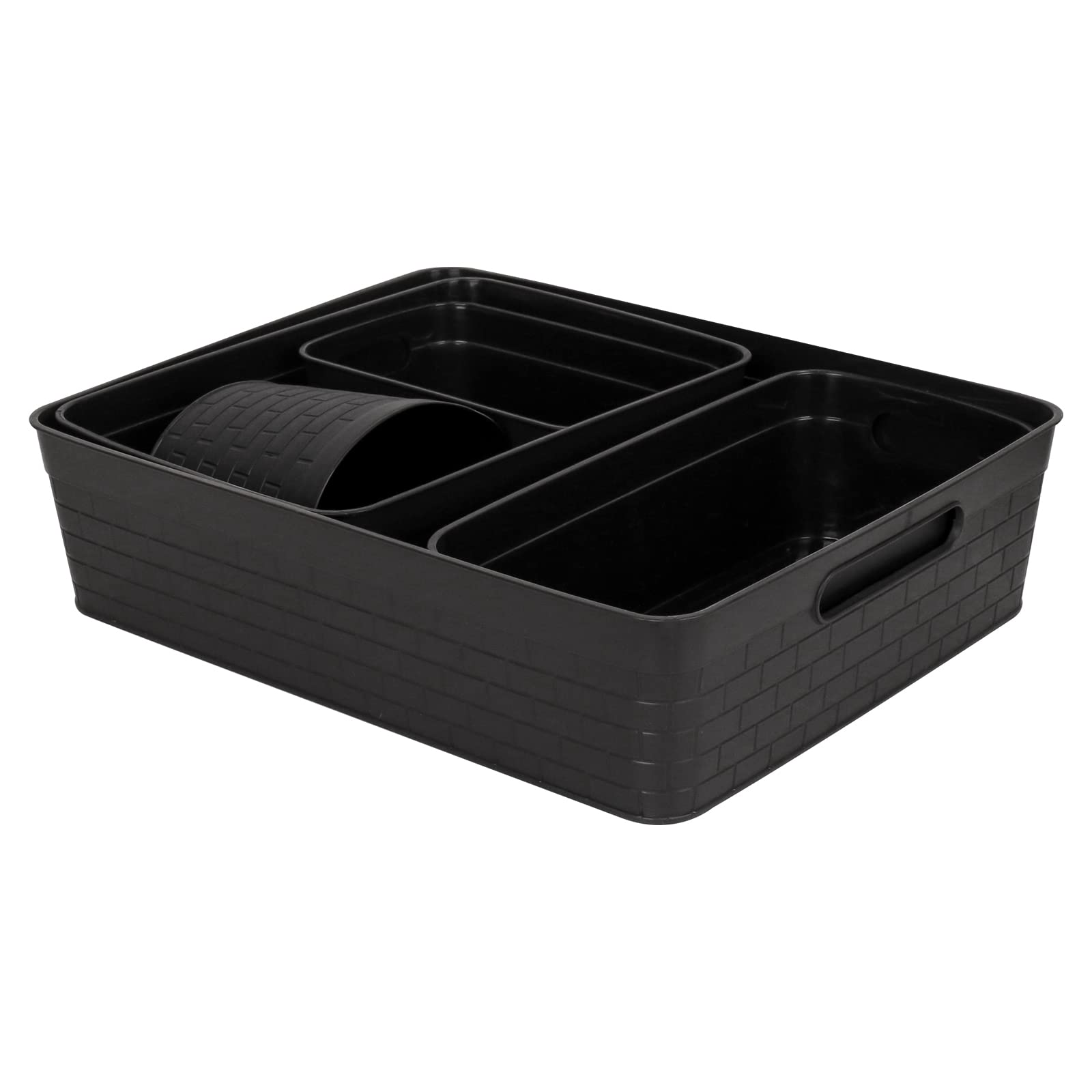 Amazon.com: Homusutori Plastic Desk Drawer Organizer Tray Black Storage ...