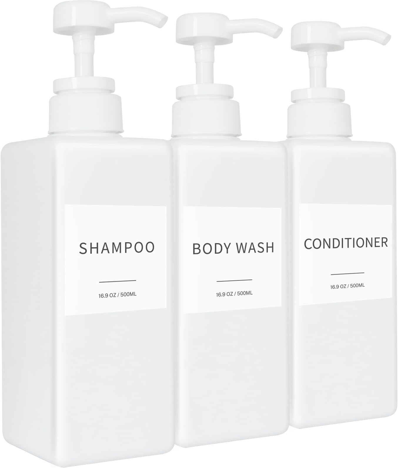 Amazon.com: ZUMRUKES 17 OZ Shampoo and Conditioner Dispenser 3 Pack ...