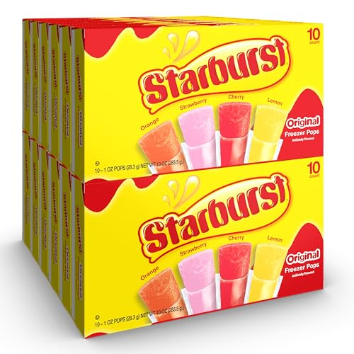 Starburst Fruit Flavored Popsicles Variety Pack, Freeze Pops with 4 ...