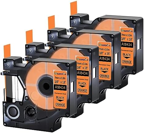 Amazon.com: USUPERINK 4 Pack Compatible for Dymo 18434 Black on Orange ...