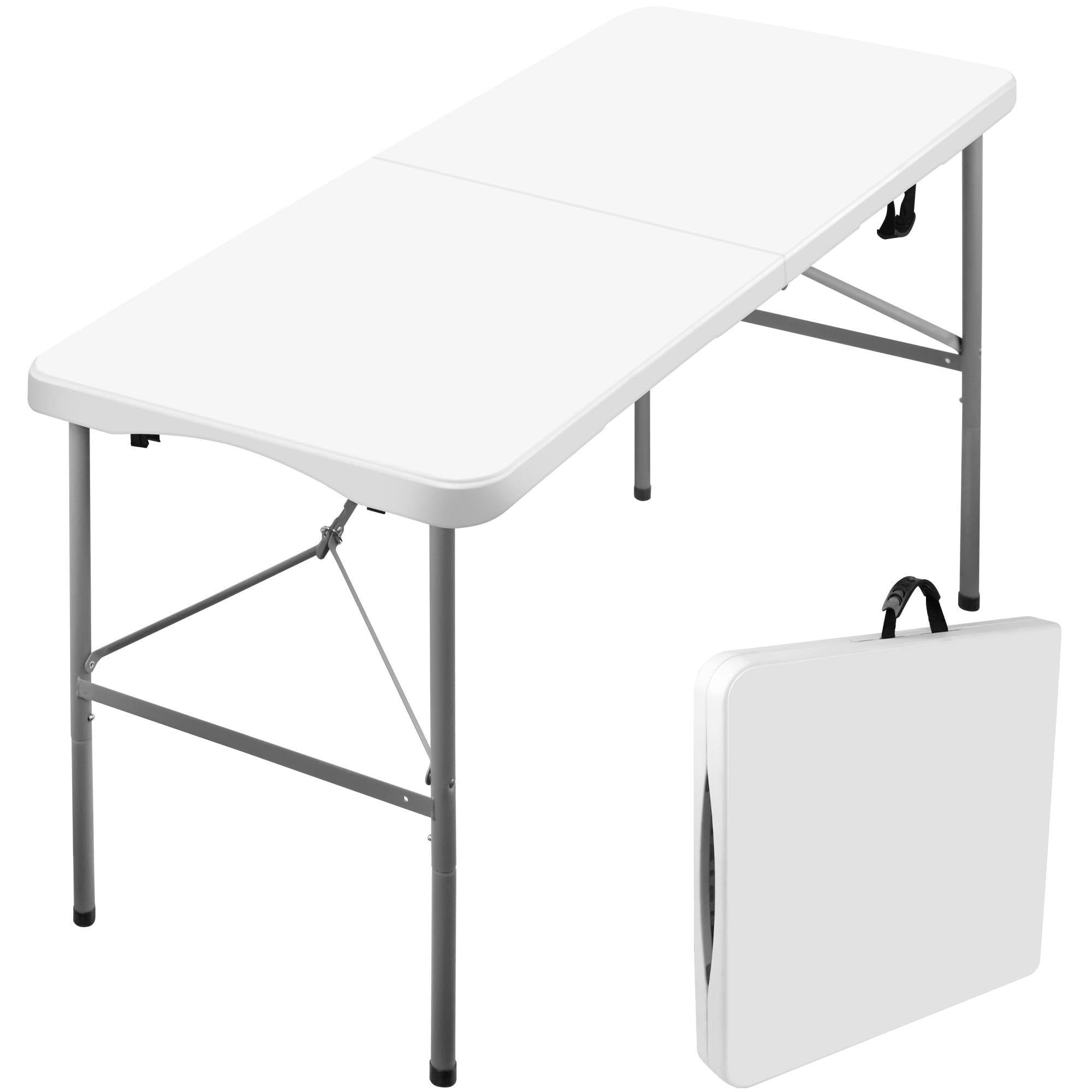 Amazon.com: 4 ft Portable Folding Table, Idustrial Heavy-Duty Foldable ...