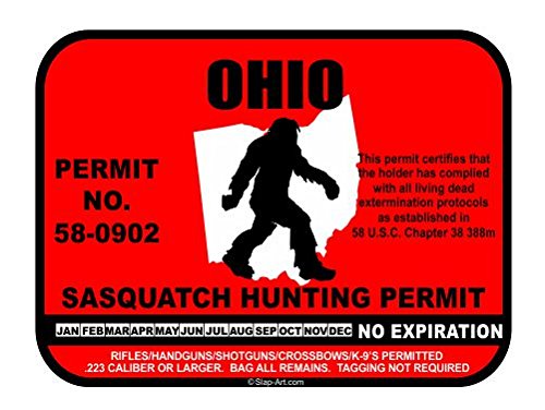 Amazon.com: JS Artworks Ohio Sasquatch Hunting Permit License Bigfoot ...