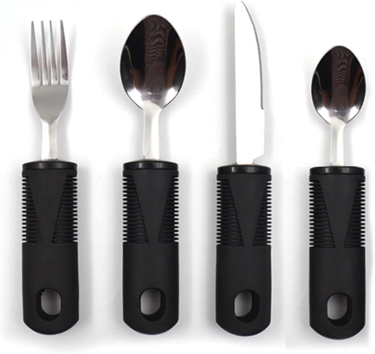 Healthman Easy Grip Cutlery Set of 4-Pieces Dinnerware with Knife Fork ...