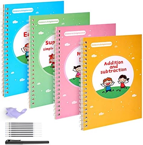 Tikplus Large Magic Practice Copy books, 4 Pack Grooved Copybook for ...