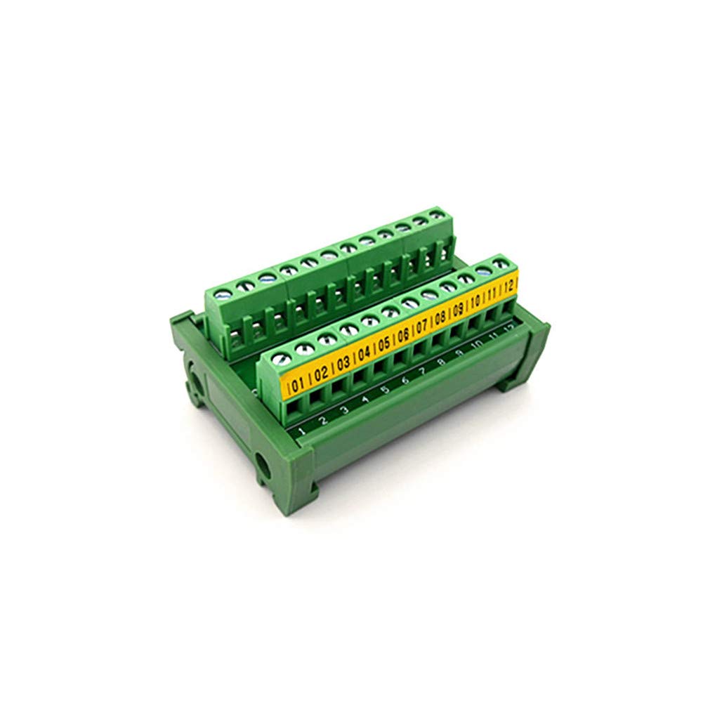 Amazon.com: DIN Rail Mount 24A/400V 12 Position Screw Terminal Block ...