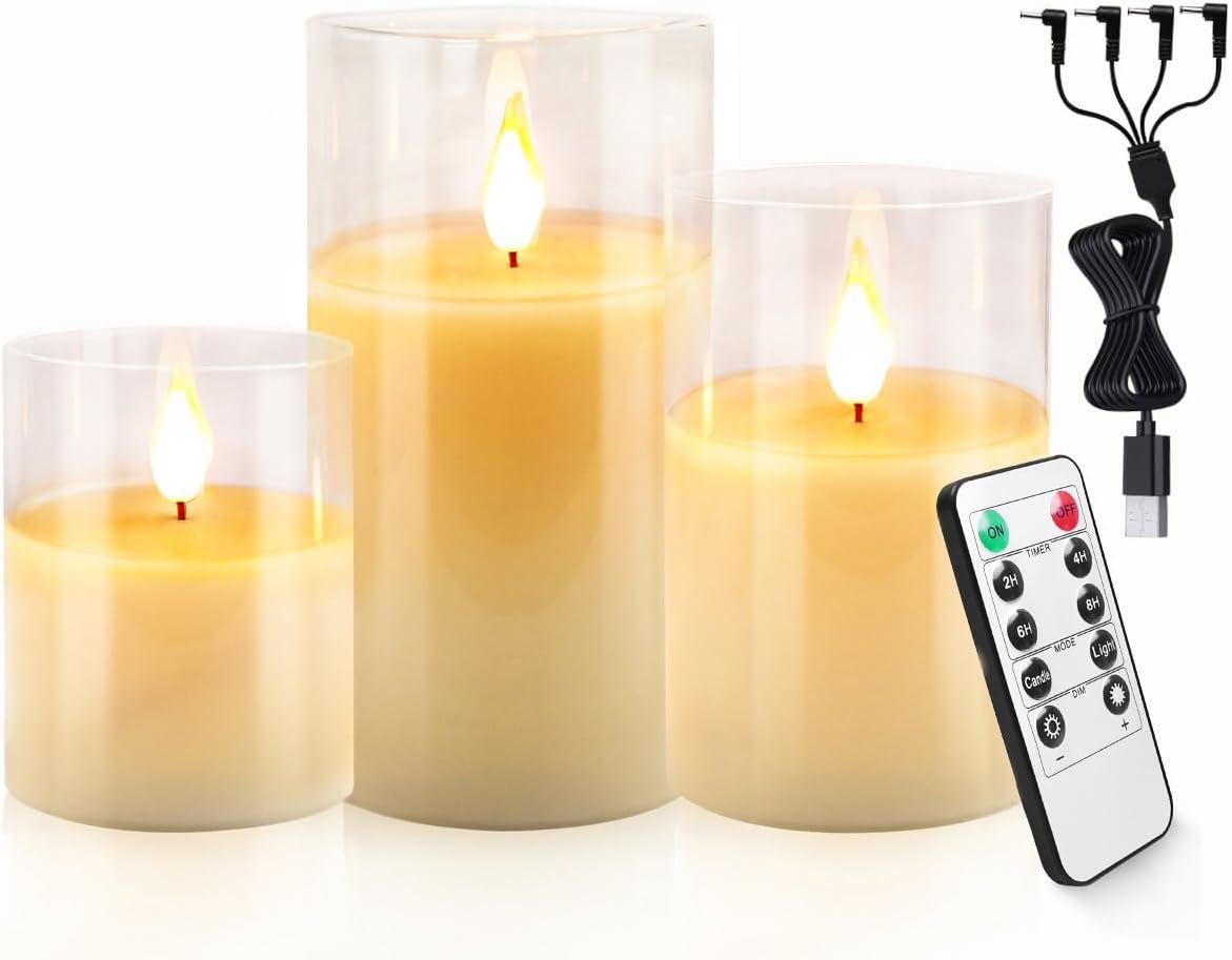 3 pcs Veladoras Recargables, Veladora Electrica Sin Llama, Velas Led ...