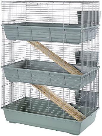 Little Friends Triple Rabbit Cage, 102 x 56 x 139 cm, Beige/ Silver ...