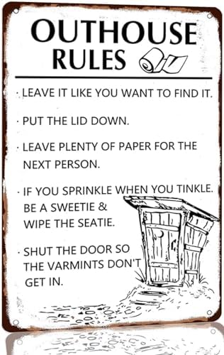 Amazon.com: ZMKDLL Outhouse Rules Rustic Metal Sign Home Decor 12"x12 ...
